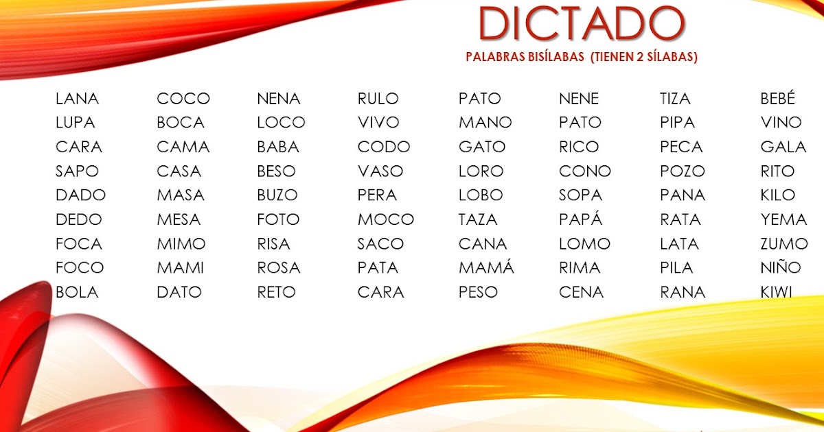 Cultura y TIC: 1ER GRADO - DICTADO - PALABRAS BISÍLABAS
