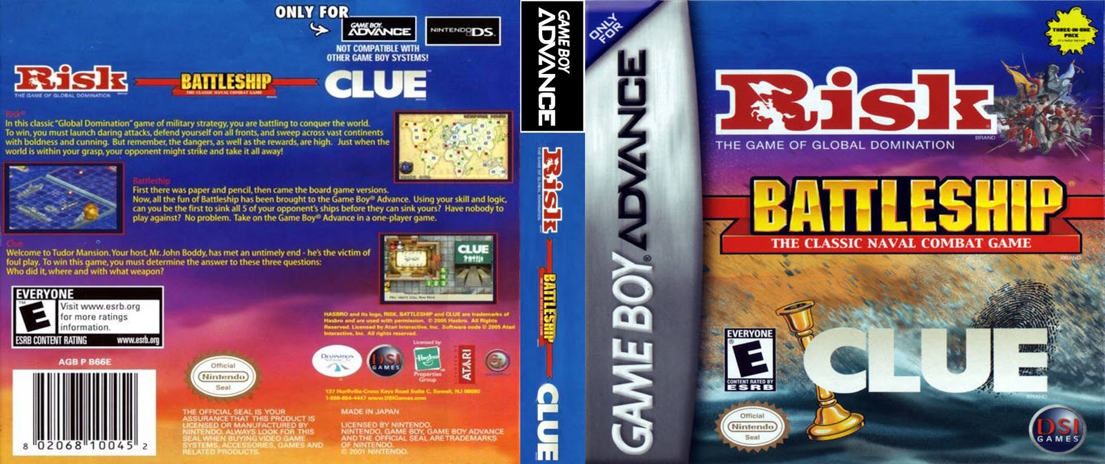 Nathan DiYorio's Blog: 3-in-1: Risk, Battleship, and Clue (GBA) DS Inserts