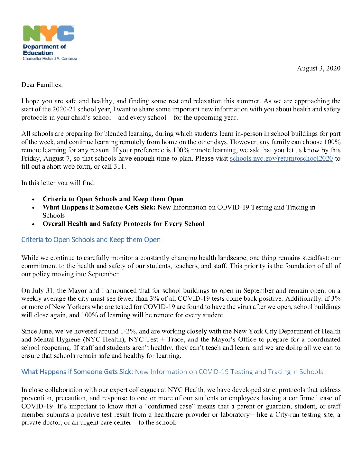 PS 130M Parents Association 一三零小學家長會: Chancellor's Letter - Family ...