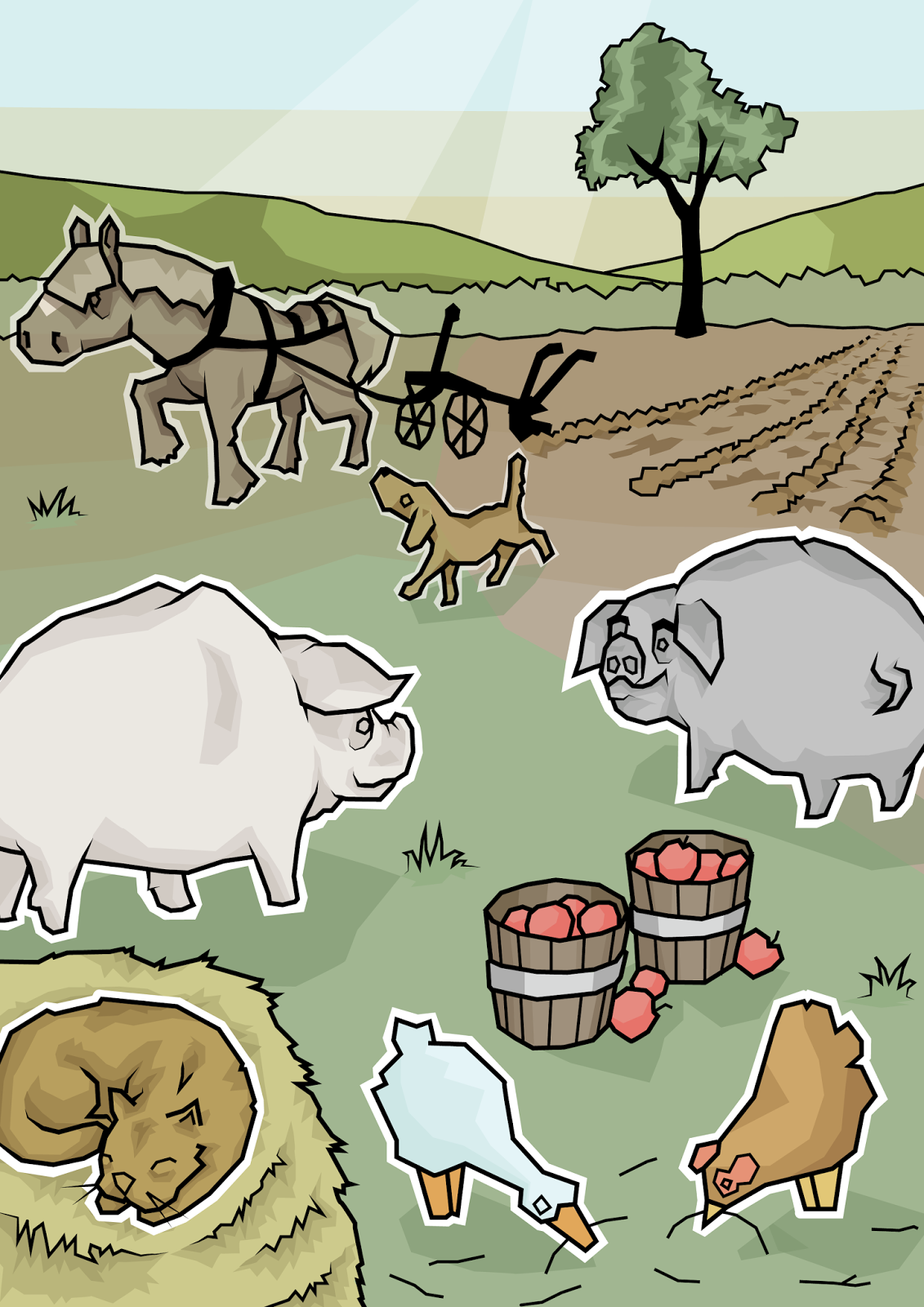 Animal Farm Animals Working