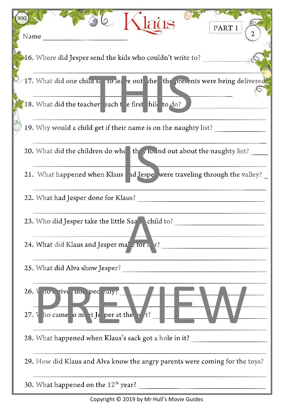 Klaus Movie Guide + Activities - Answer Key included ~ Movie Guides and ...