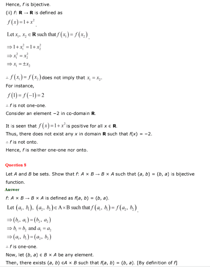 NCERT Solutions For Class 12 Maths Chapter 1 Relations & Functions Exercise 1.2