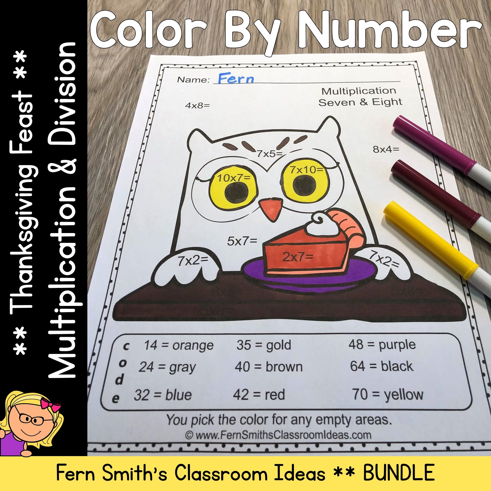 These Thanksgiving Feast Color By Numbers are Perfect for Multi-Grade ...