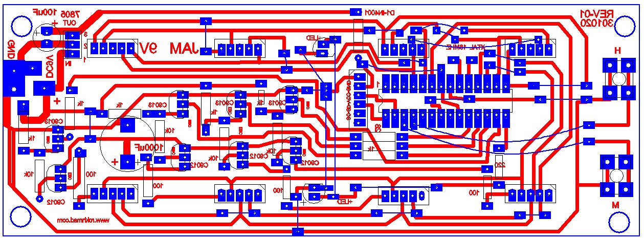 DIY dan design PCB jam digital besar, dengan 7 segmen, 9Volt, ukuran 1 ...