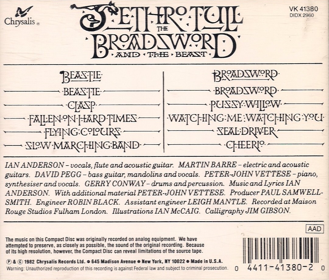 Classic Rock Covers Database: Jethro Tull - The Broadsword and the Beast (1982)