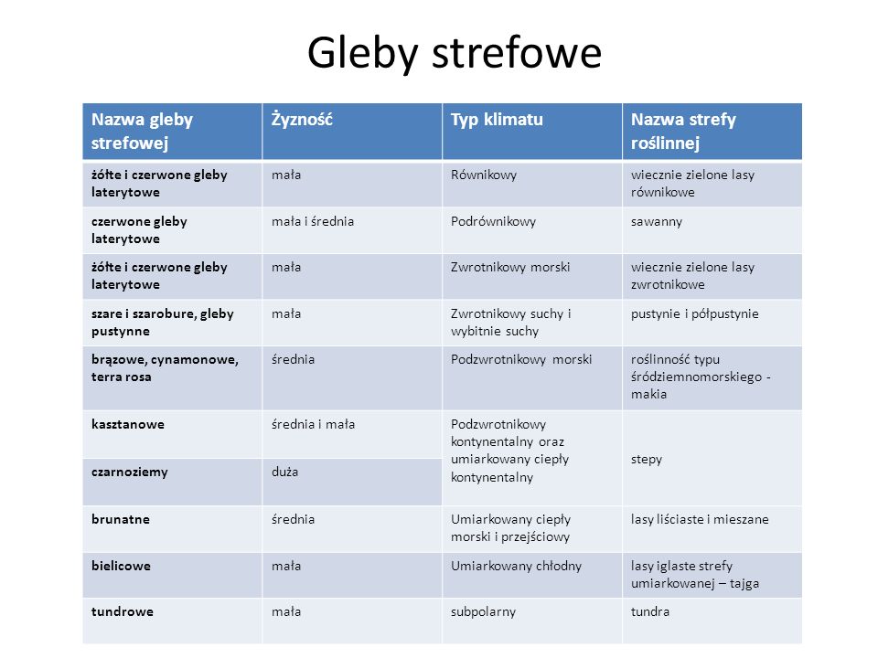 Konkurs geograficzny: Gleby strefowe i astrefowe