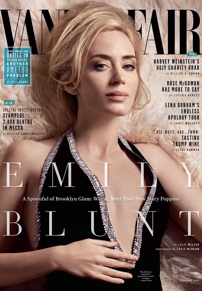 Últimas Tendencias: Emily Blunt deslumbra en la portada de Vanity Fair Febrero de 2018