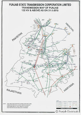 Punjab Electrials: Punjab state power lines diagram.