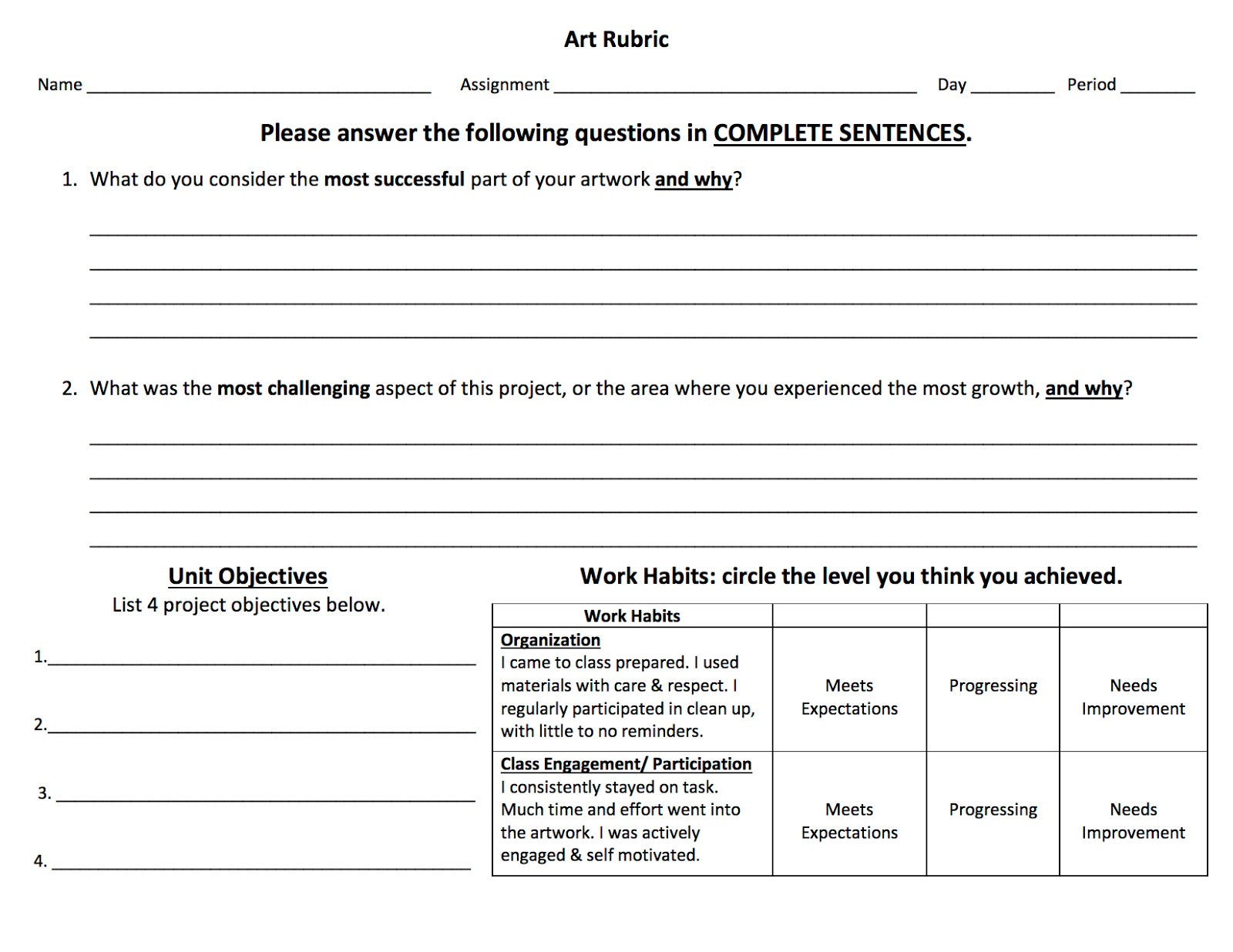 Mrs. Warchol's Art Blog: Class Handouts