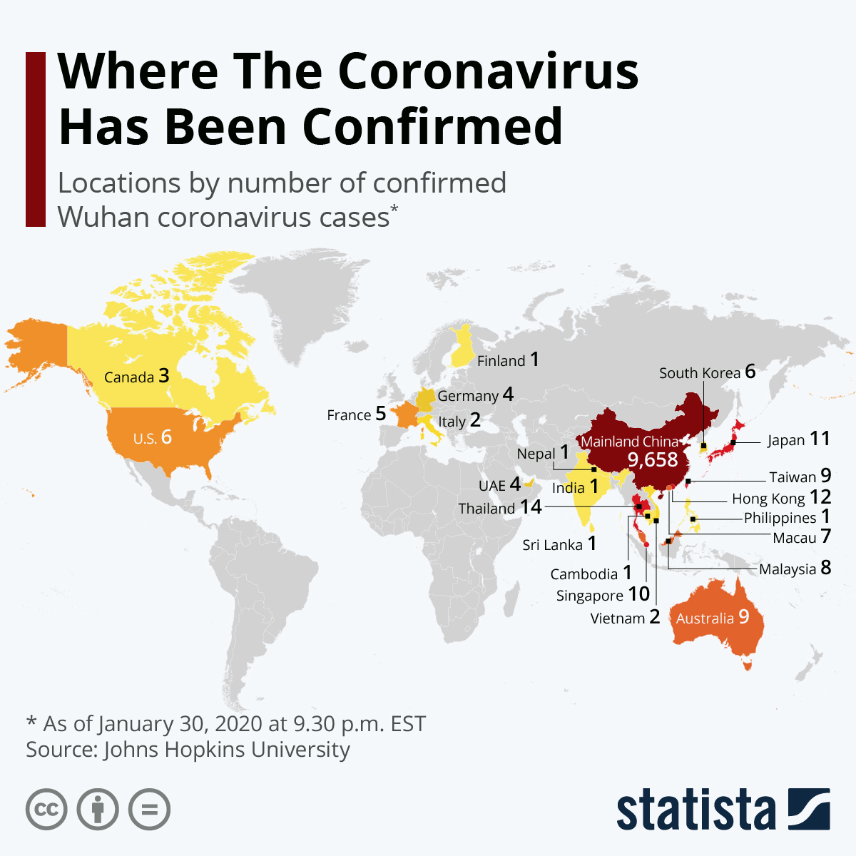 Coronavirus Alert! Countries with Reported Cases #Infographic - Visualistan
