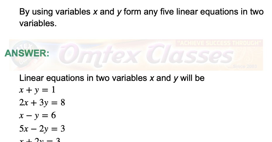 Education: Practice Set 5.1, Chapter 5 - Linear Equations In Two Variables Mathematics Part I ...