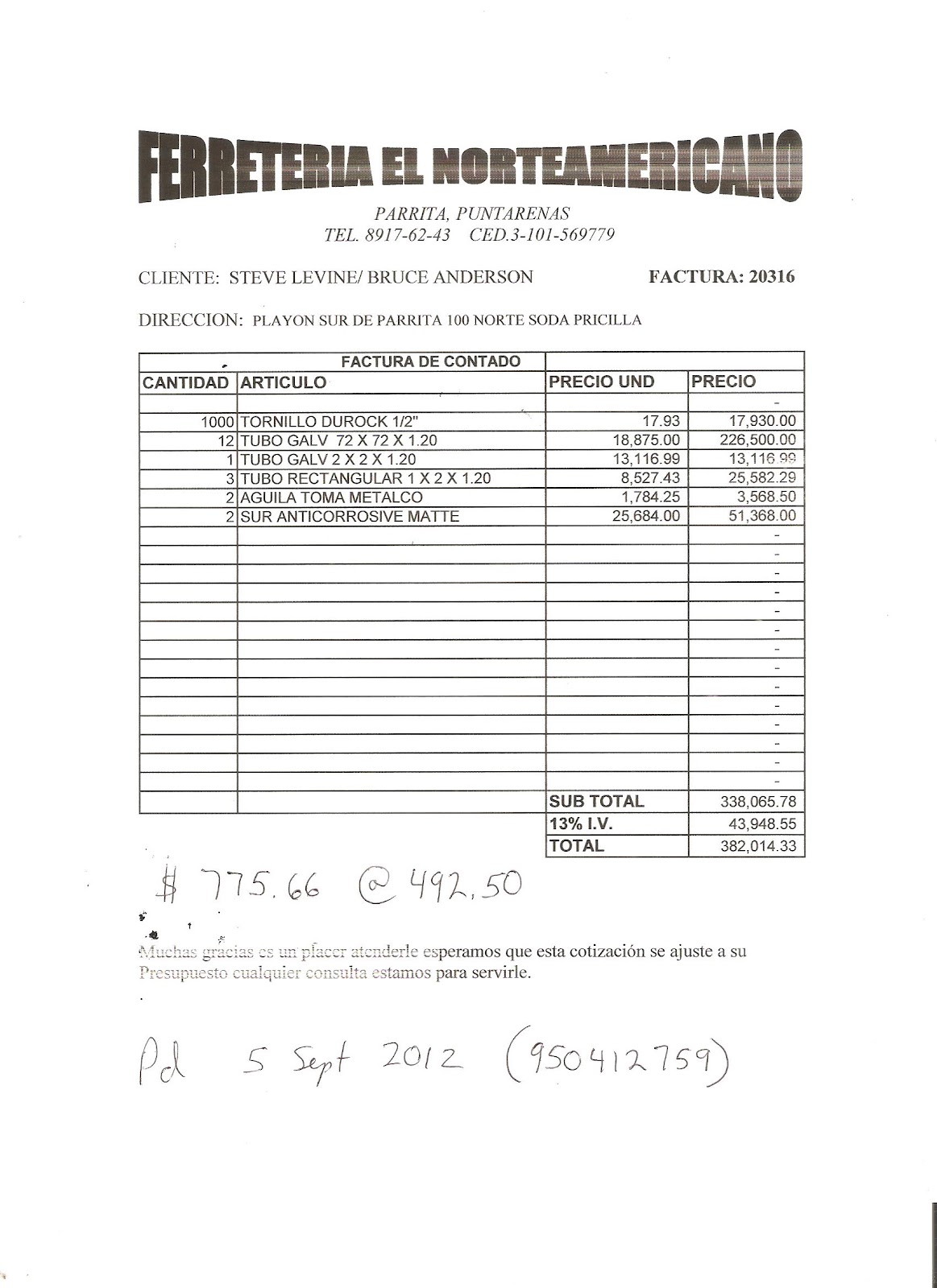 Levine/Anderson Tree House: Receipt - Tubos, Paint
