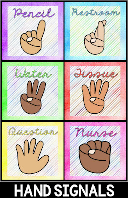 Hand Signals {Watercolor Classroom Decor} | TheHappyTeacher
