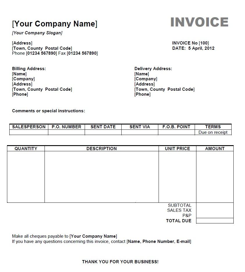 Receipt Template For Mac - Invoice Template