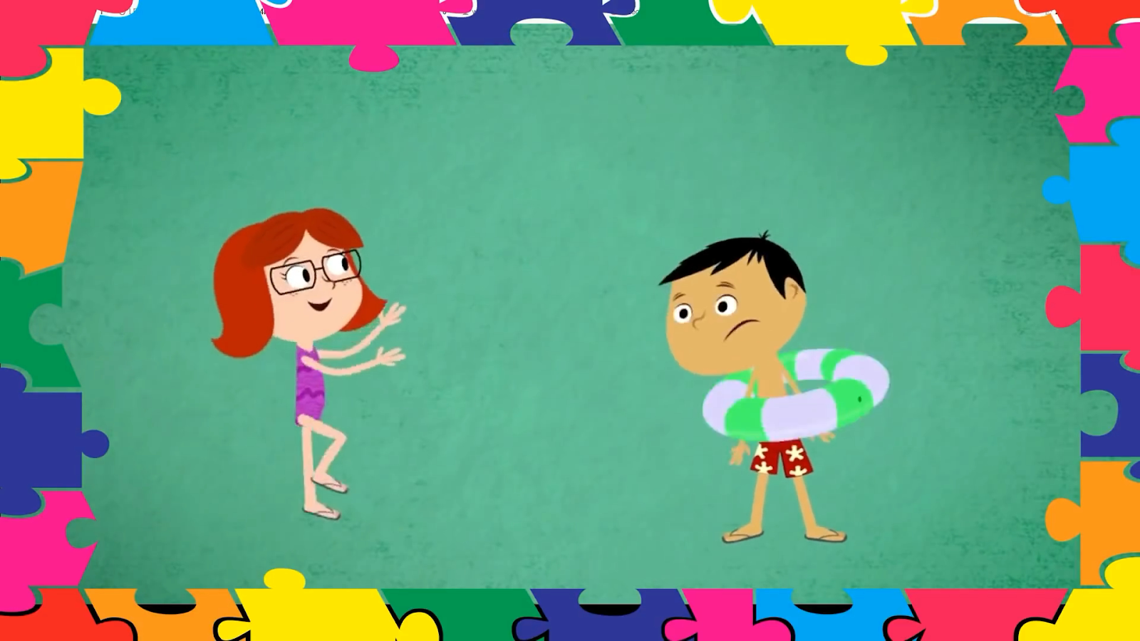 Shirtless Drawn Cartoon Boys & Men: Noah in Swimming Trunks