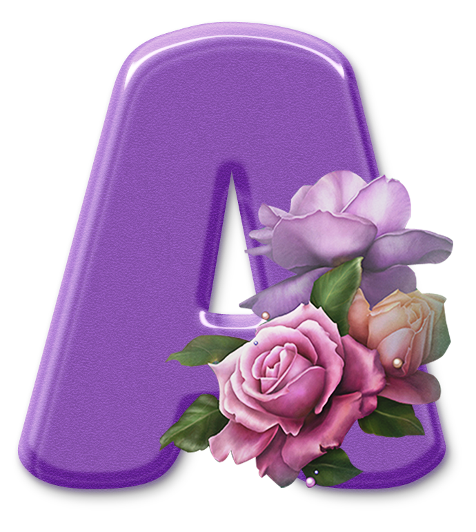 Sussurro De Amor Alfabeto Decorativo Png Lilás Com Rosas