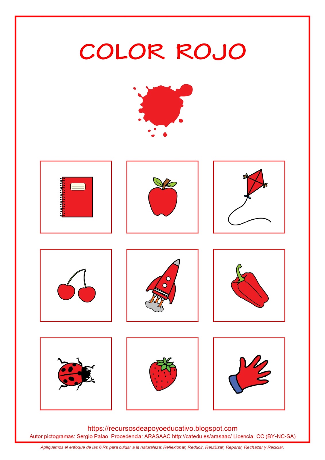 RECURSOS DE APOYO EDUCATIVO: Láminas con dibujos de colores: azul ...