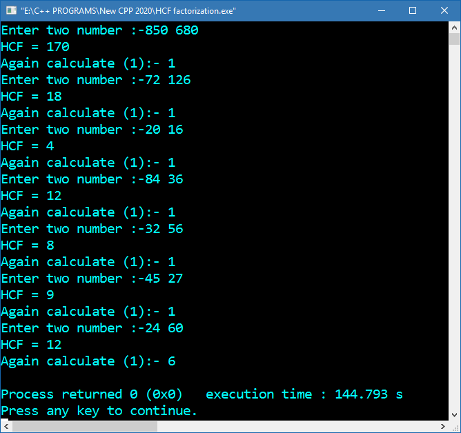 Program in C and C++ to find HCF of two numbers using prime ...
