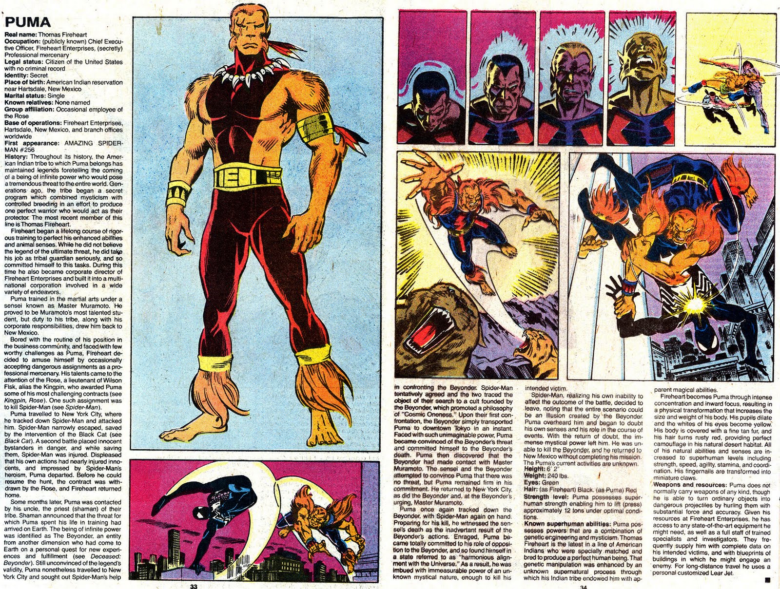 Fichas de Superheroes Marvel y DC: Puma