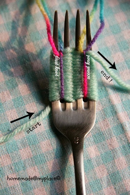 homemade@myplace: Make it ! Yarn candies with a fork!!!