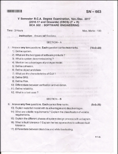 Bangalore University b.c.a. Bca 502 : Software Engineering November ...