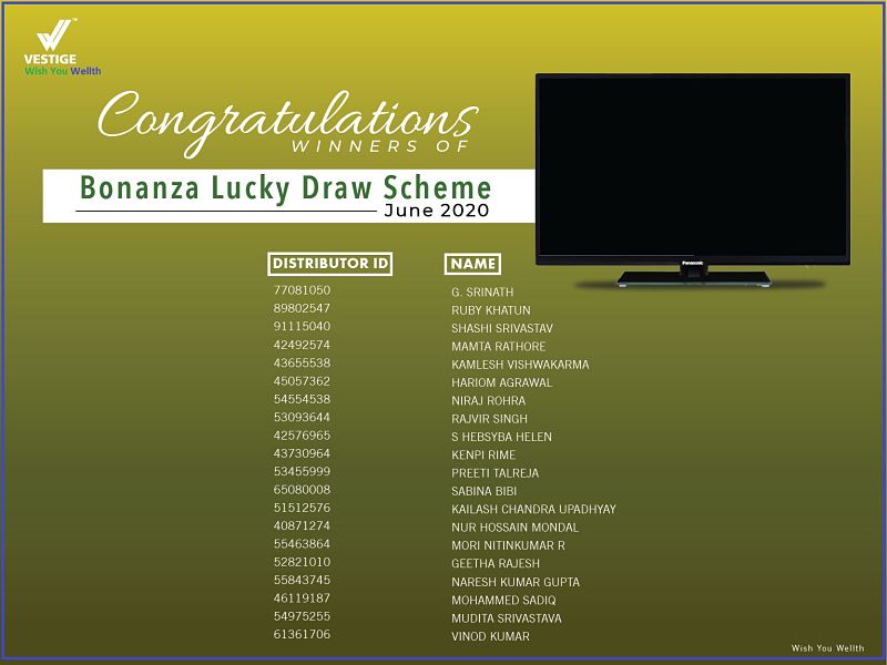 Vestige Lucky Draw List June 2020 | Bonanza Lucky Draw Scheme June 2020 ...
