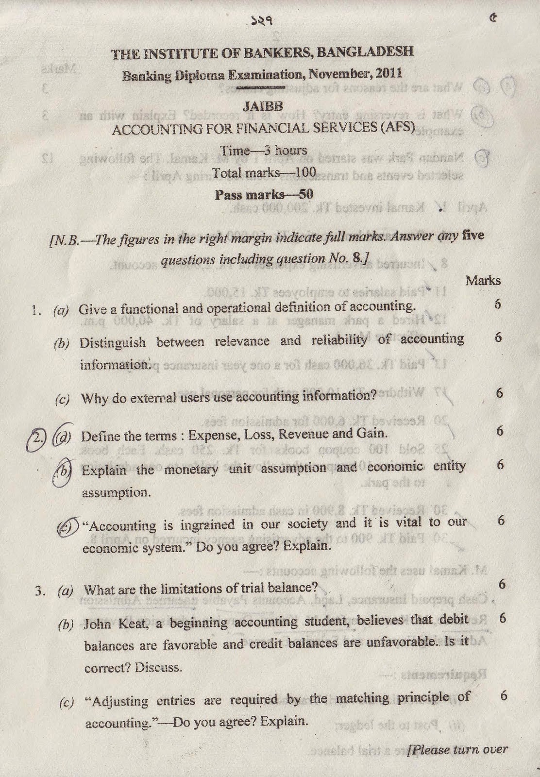 Accounting for Financial Services Question 2011-2018 - Banking Diploma ...