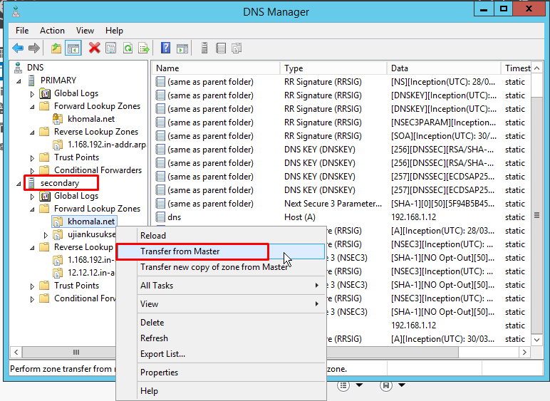 Konfigurasi DNS Secondary Zone