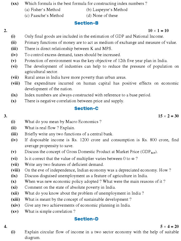 Model Test Papers Plus Two Eco. 2020-21 - Plus Two