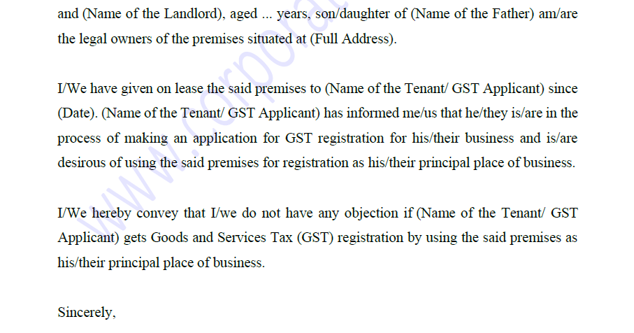 NOC Letter Format For GST Registration For Address Proof noc-letter-format-for-gst-registration-for-address-proof