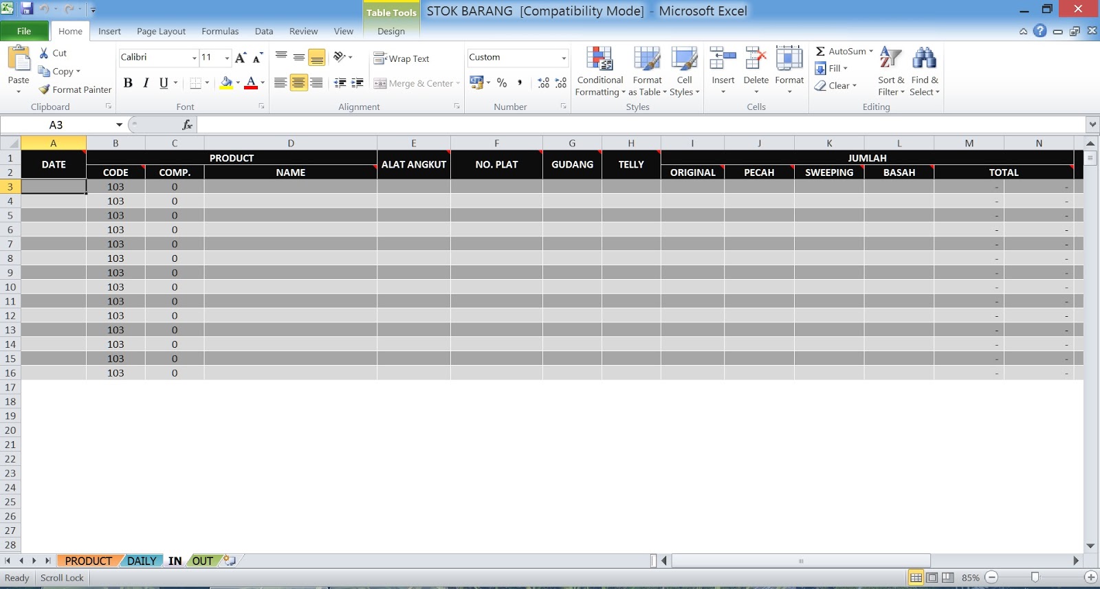 Cara Membuat Laporan Keuangan dengan Excel: Membuat Mutasi Barang