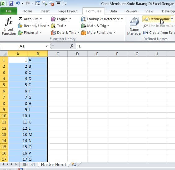 Cara Membuat Kode Barang Di Excel Dengan Rumus