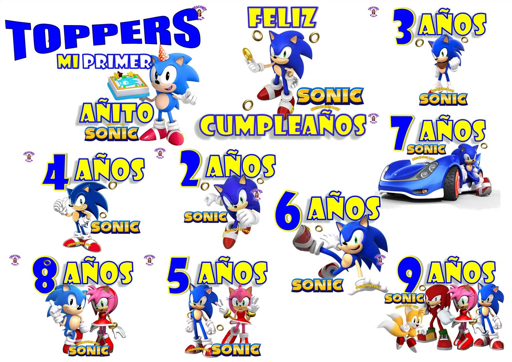 Creaciones Loly: TOPPERS SONIC