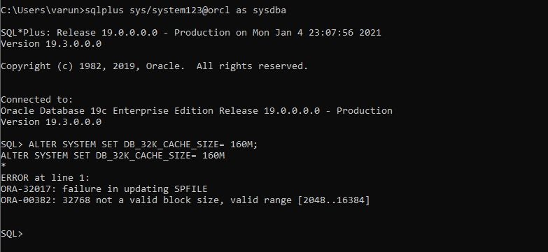 Oracle Database Commands and Practical Examples: ORA-00382: 32768 not a ...