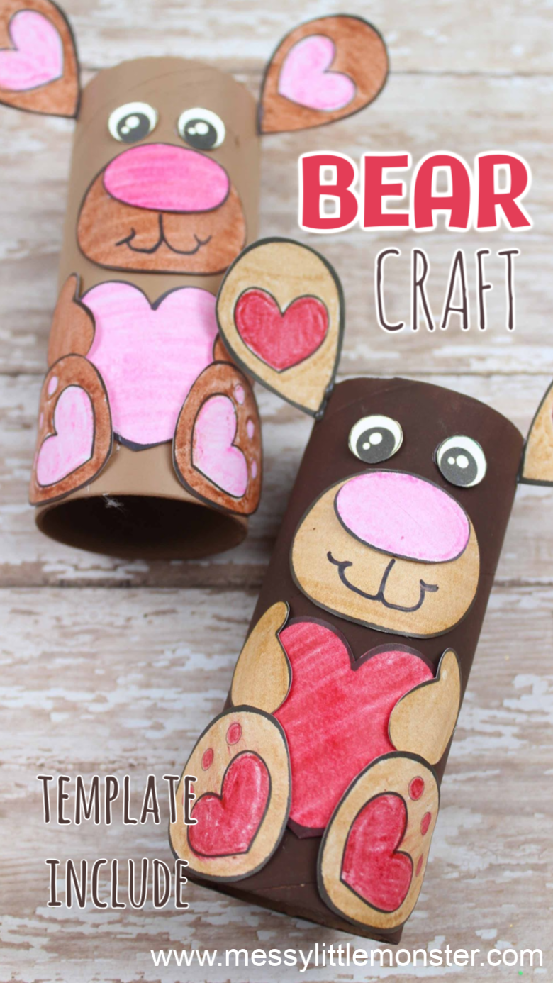Cardboard Tube Bear Craft for Preschoolers (with template) - Messy ...