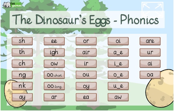 English is all around: The Dinosaur's Eggs - Phonics Game for ESO