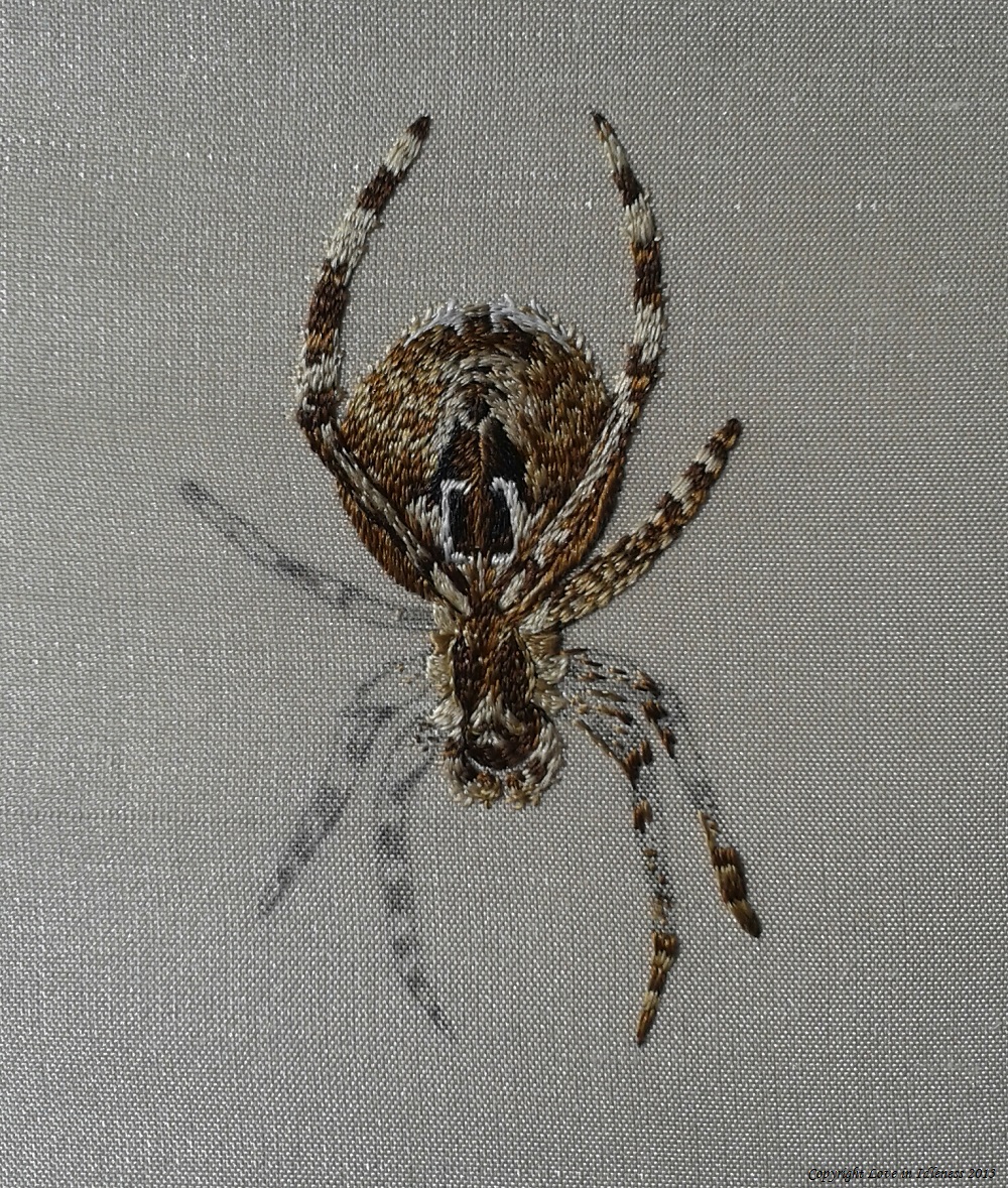 Love In Idleness hand embroidery: Spider