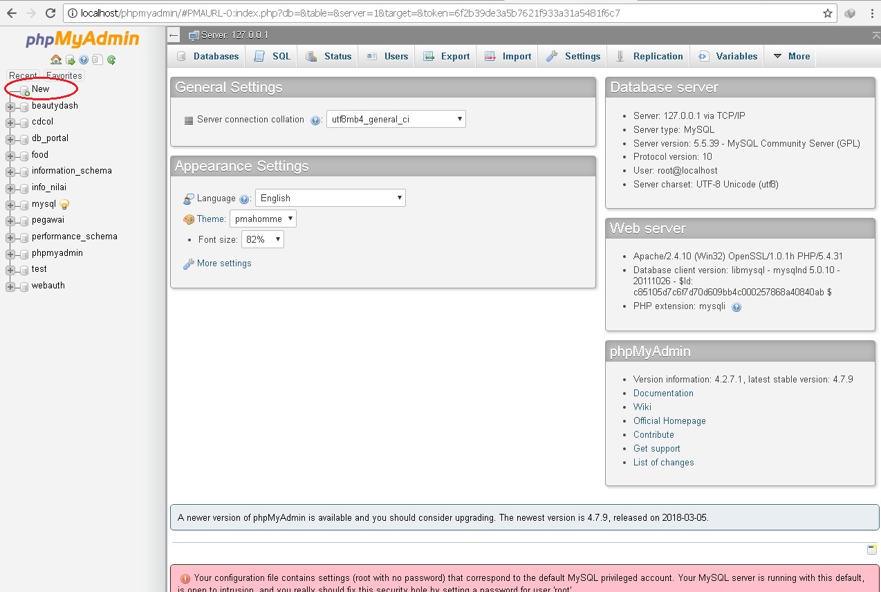 Cara Membuat Data Base di Phpmyadmin