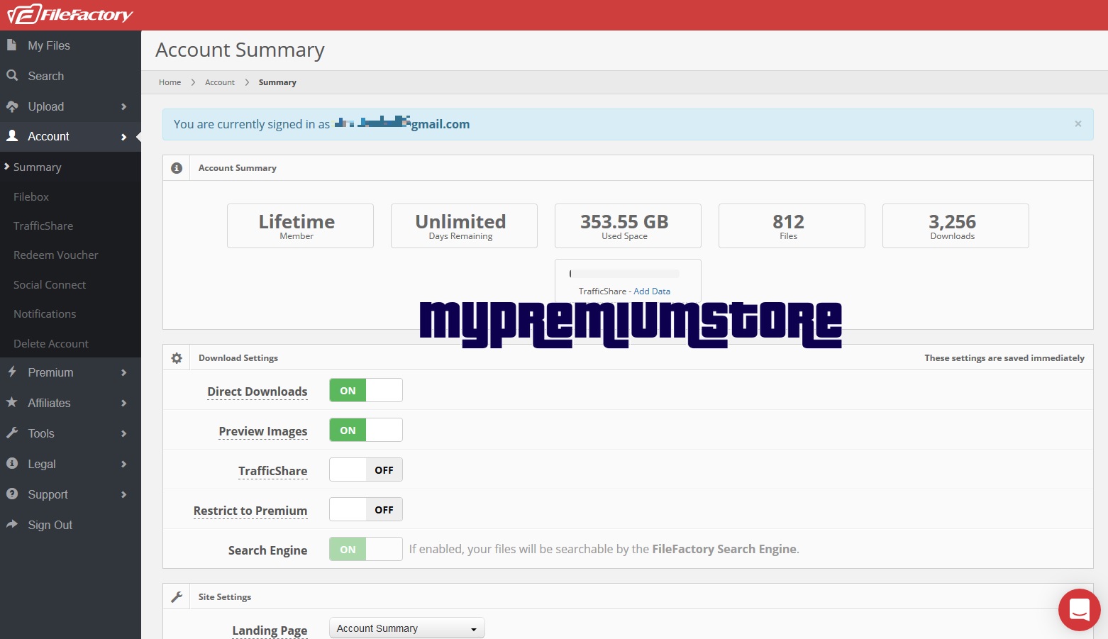 FILEFACTORY Premium Account Valid Until Unlimited Days Remaining