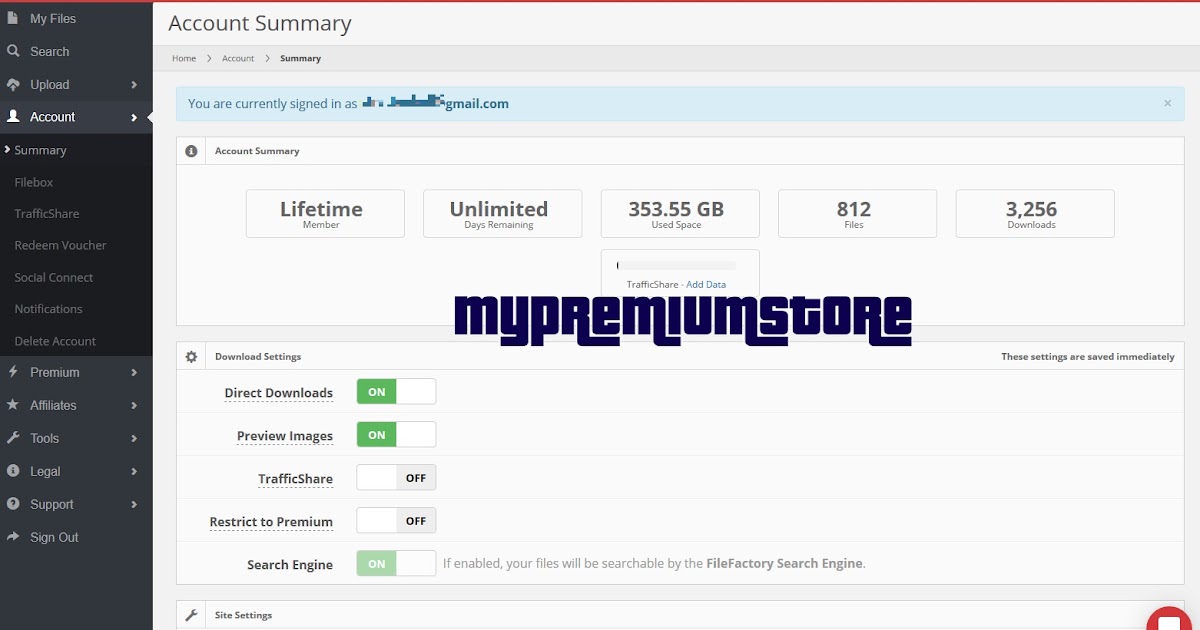 FILEFACTORY Premium Account Valid Until Unlimited Days Remaining