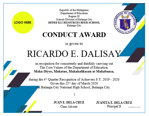 AWARDS CERTIFICATES (MS WORD) (MODERN DESIGN) - DepEd K-12
