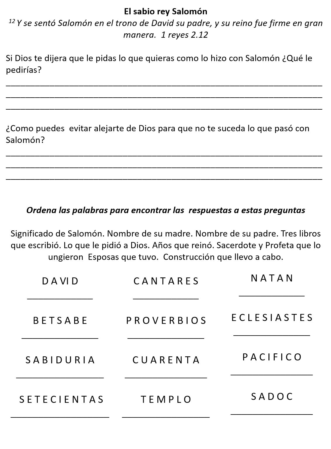 Estudio bíblico para niños - El sabio rey Salomón - - Mar de Vida Abundante
