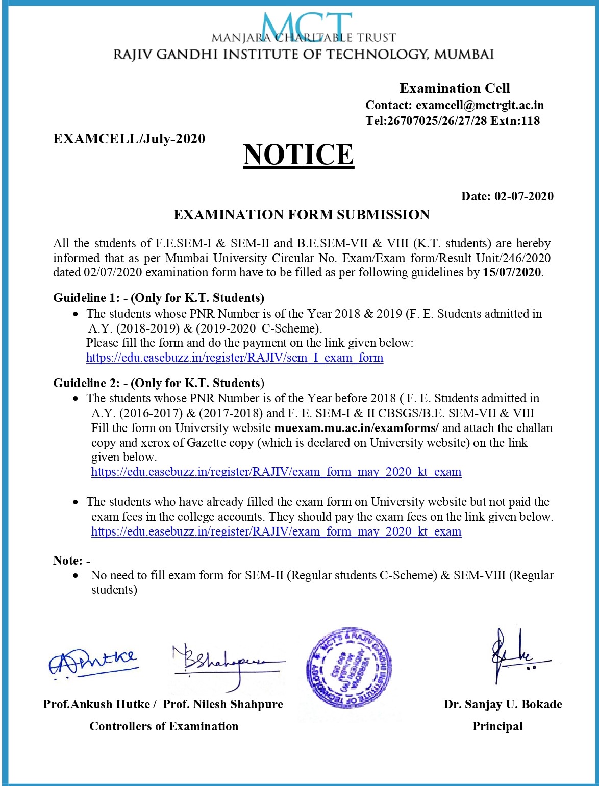 Computer Engineering MCT'S RGIT - MUMBAI: EXAMINATION FORM SUBMISSION ...