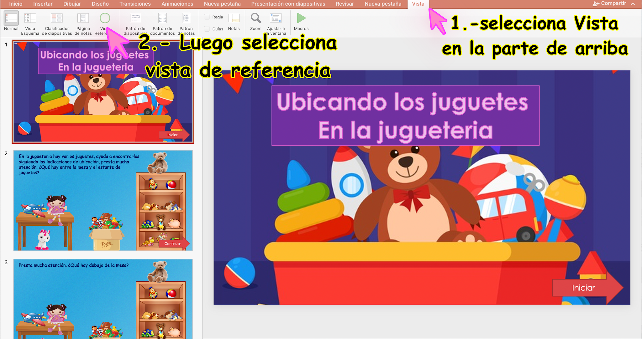 Juego educativo interactivo: Ubicando los juguetes en la juguetería