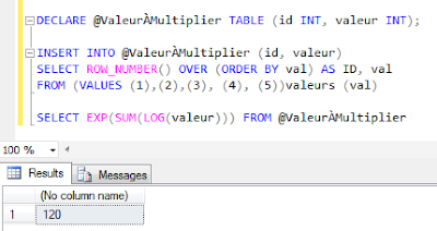 SQL Québec: Produit Scalaire (ou fonction de multiplication d'agrégation)
