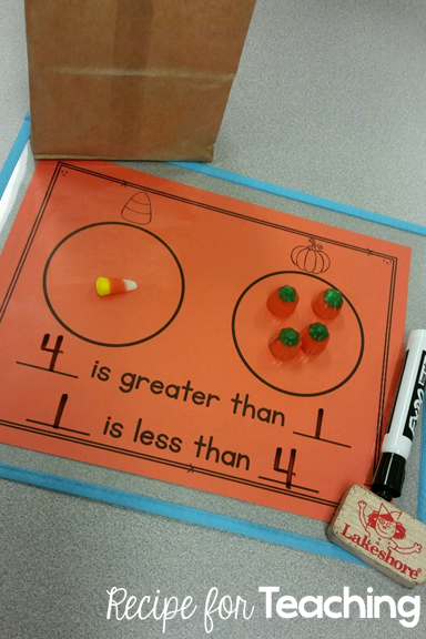 Candy Corn and Candy Pumpkin Greater Than and Less Than - Recipe for ...