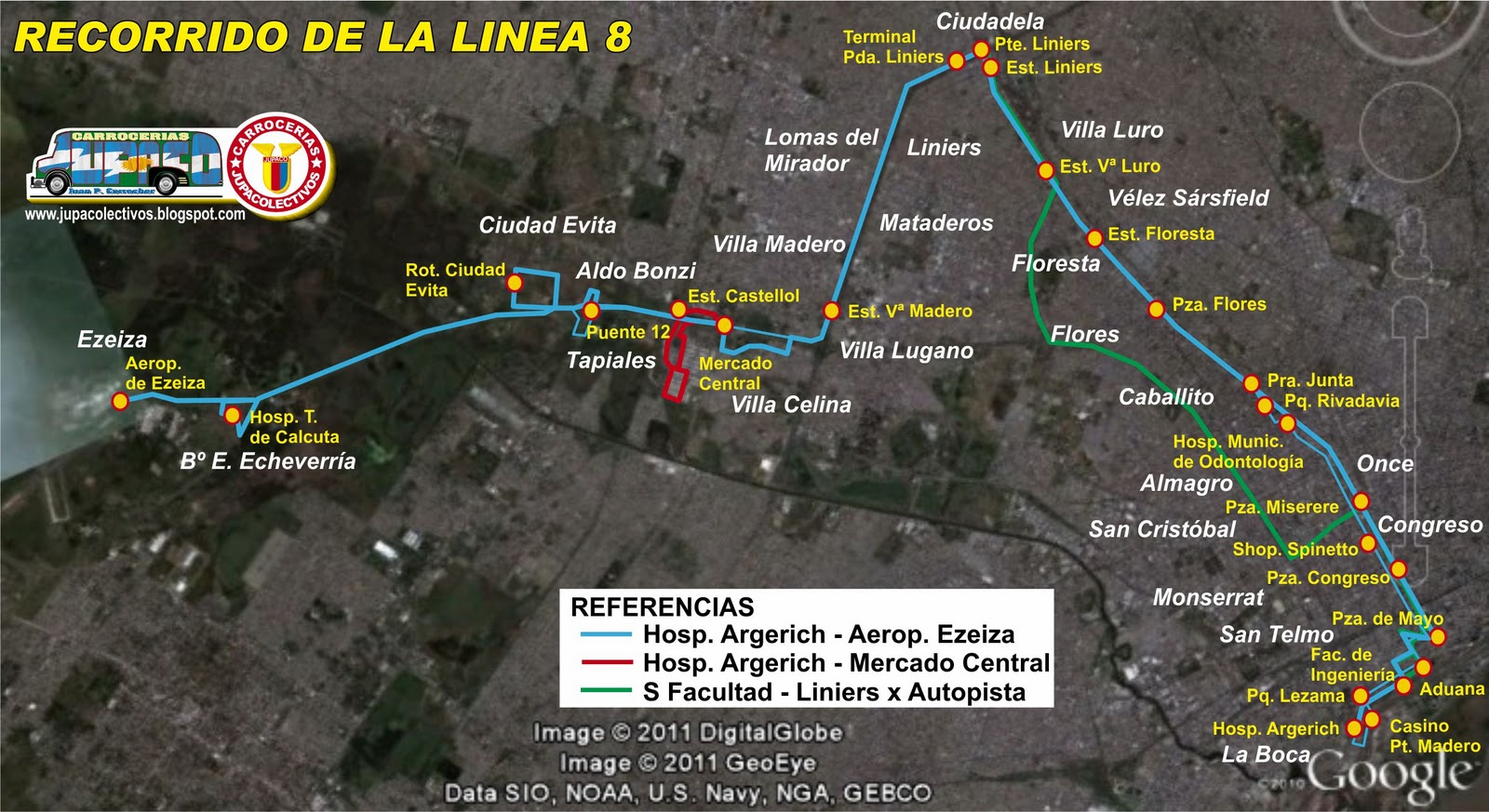 Jupacolectivos: Recorridos de colectivos: Linea 8 del Gran Buenos Aires