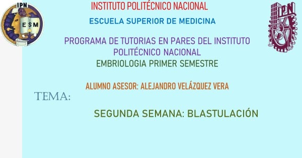 PARCIAL 1; PRESENTACIÓN 7.- BLASTULACIÓN ~ Embriología Escuela Superior ...
