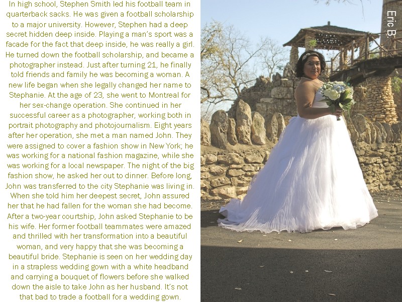 Eric's Transgender Captions: Football Player to Beautiful Bride