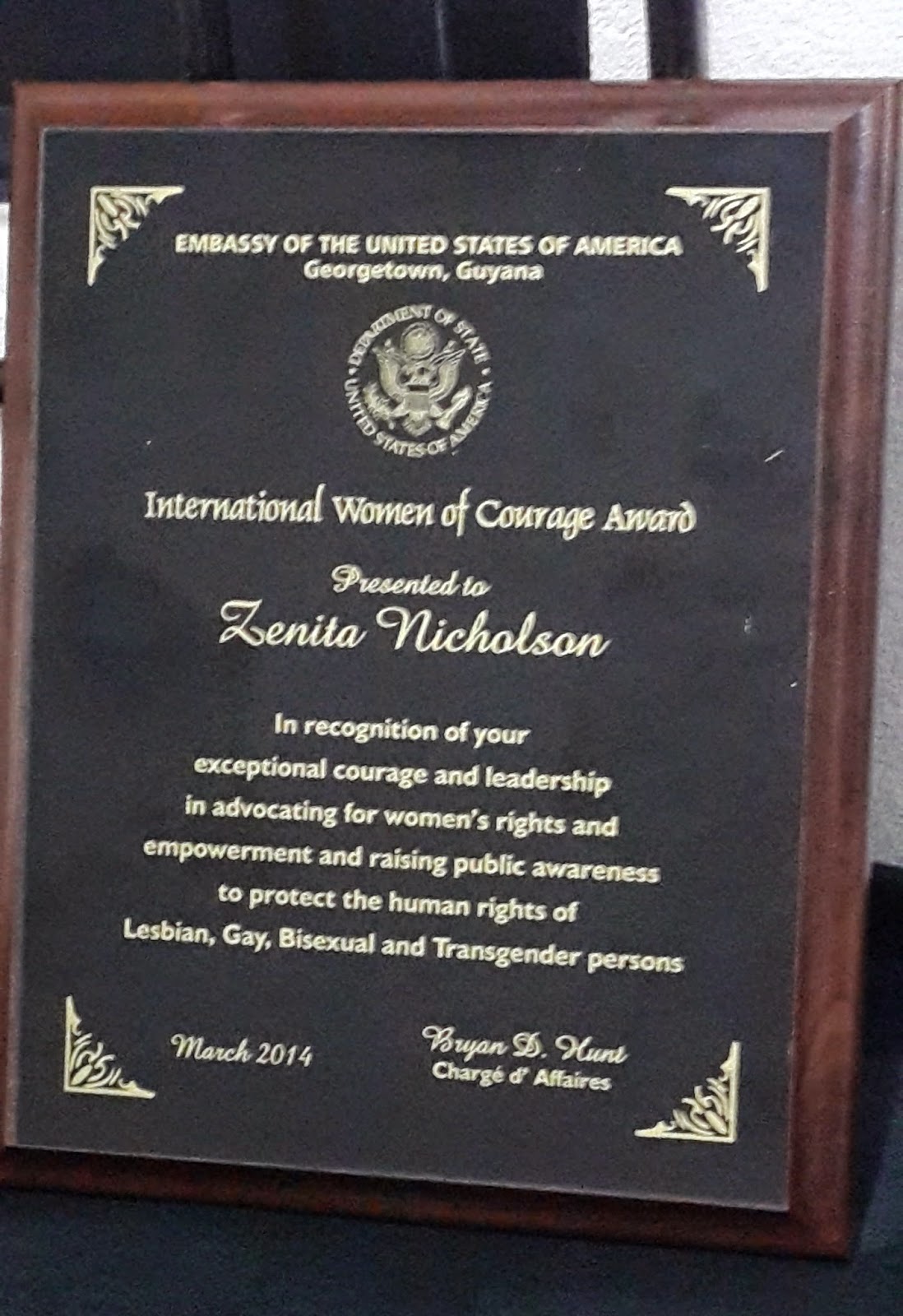 SASOD Guyana: International Women of Courage Award: Acceptance Speech